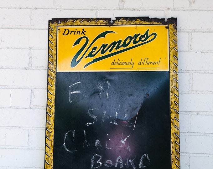 Vintage Metal Sign and Chalkboard - Vernors Drink - Advertisement - Etsy