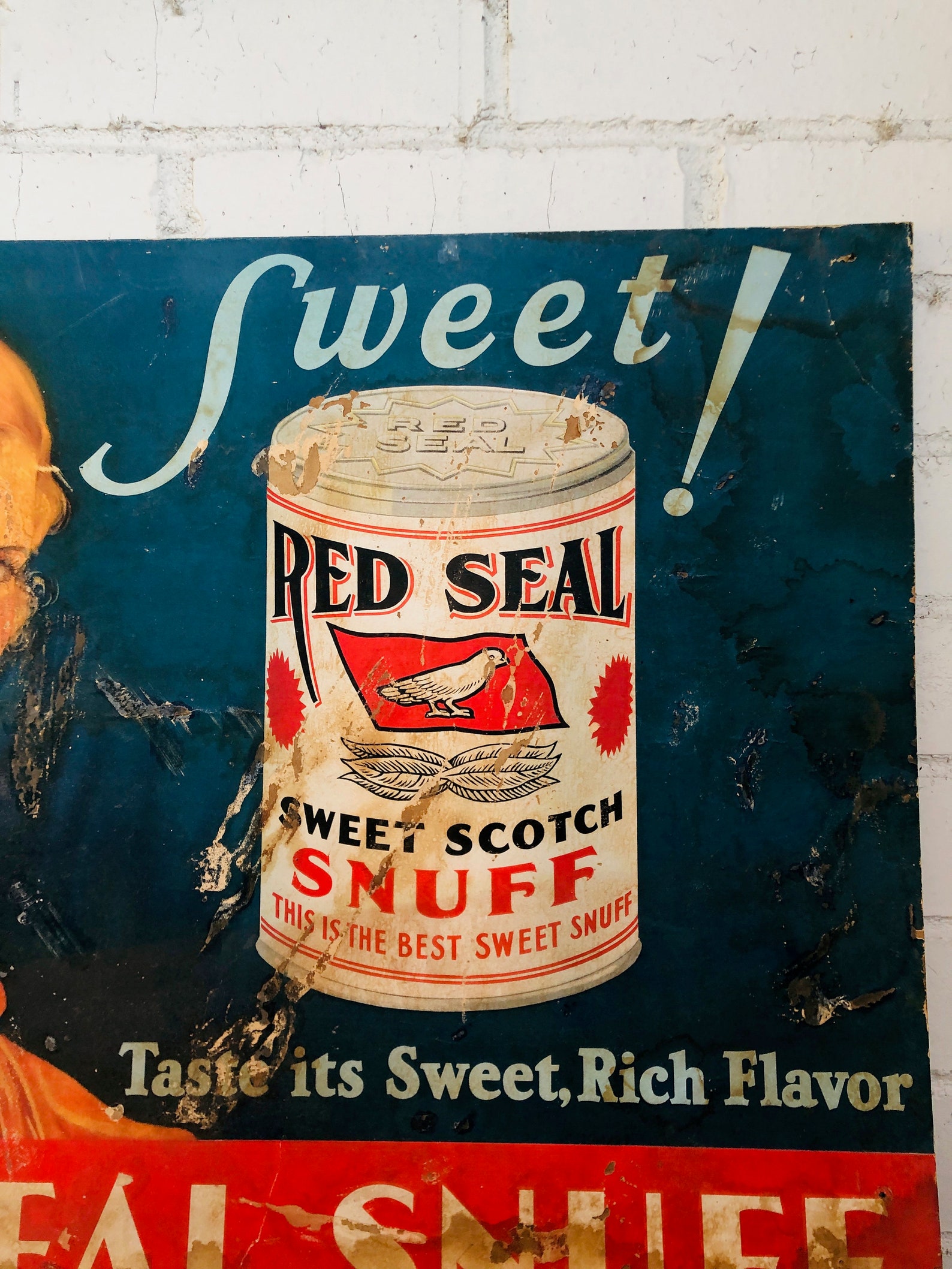 Vintage Sign - Red Seal Snuff - 1920's - Cardboard- Sweet - Tobacco ...