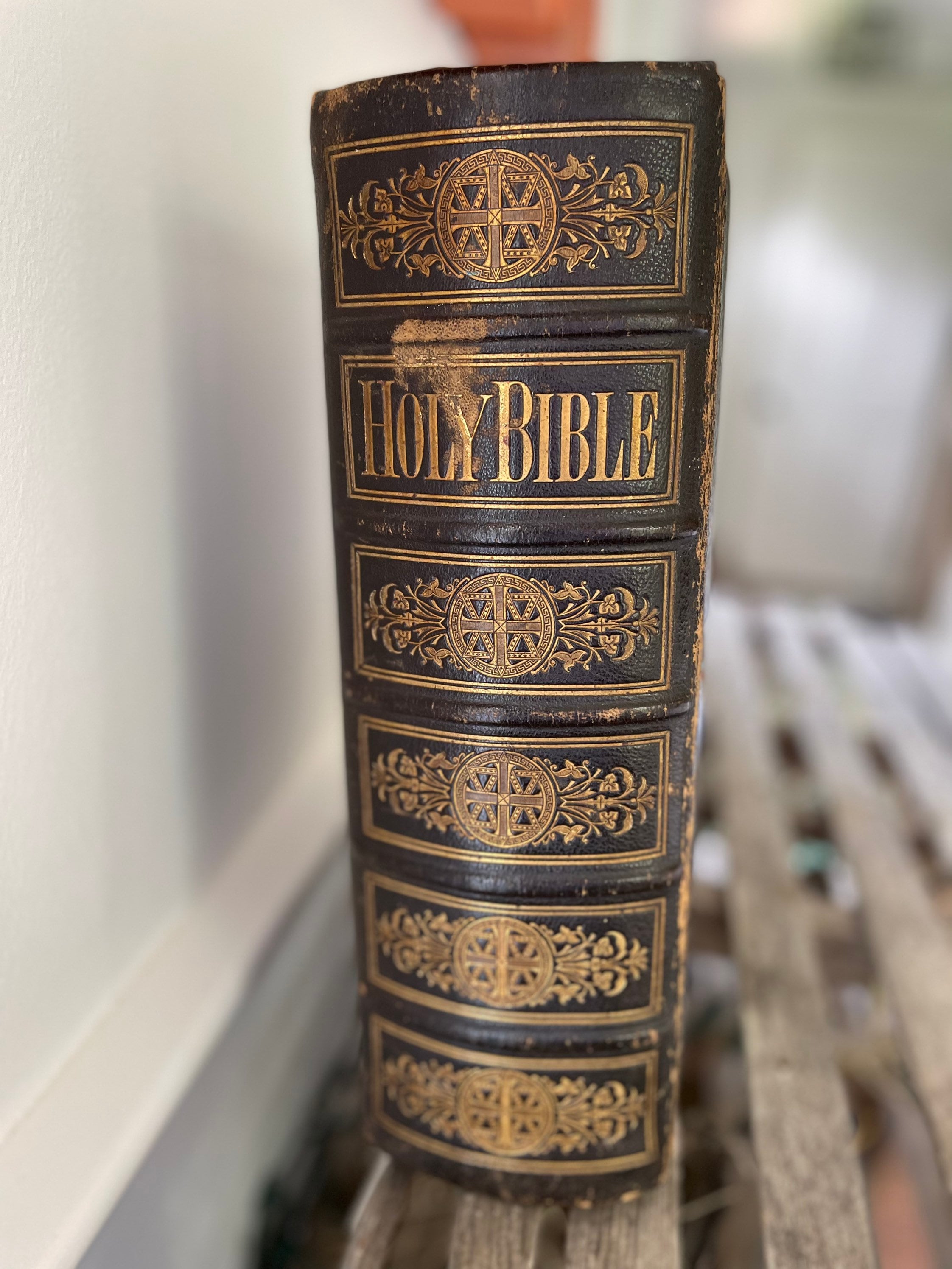 Antique Leather Bible 1800's Bible Leather With Gold | Etsy