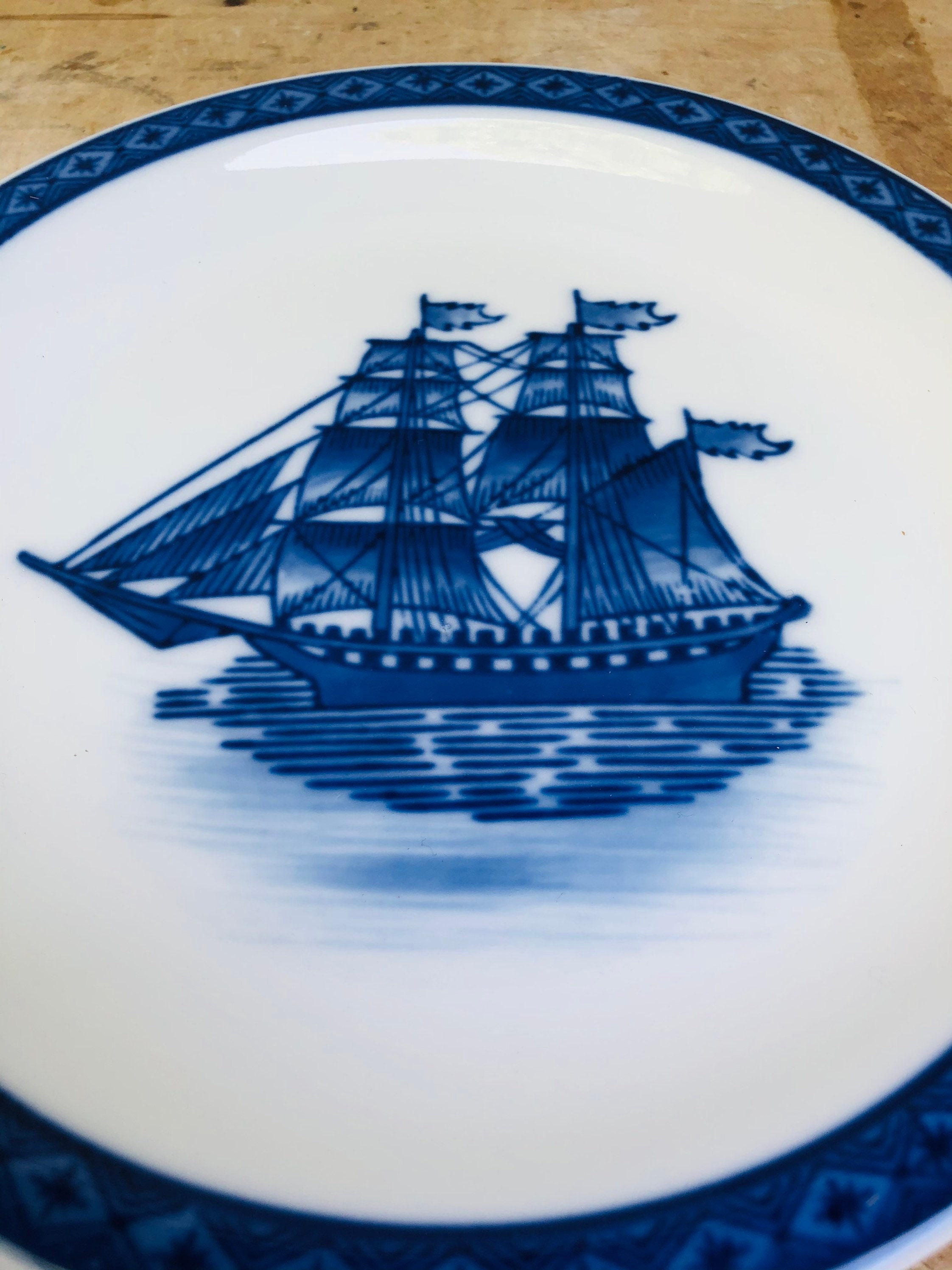 Home & Living Plates Sailboat Salad Plate China Nautical Decor Coastal ...