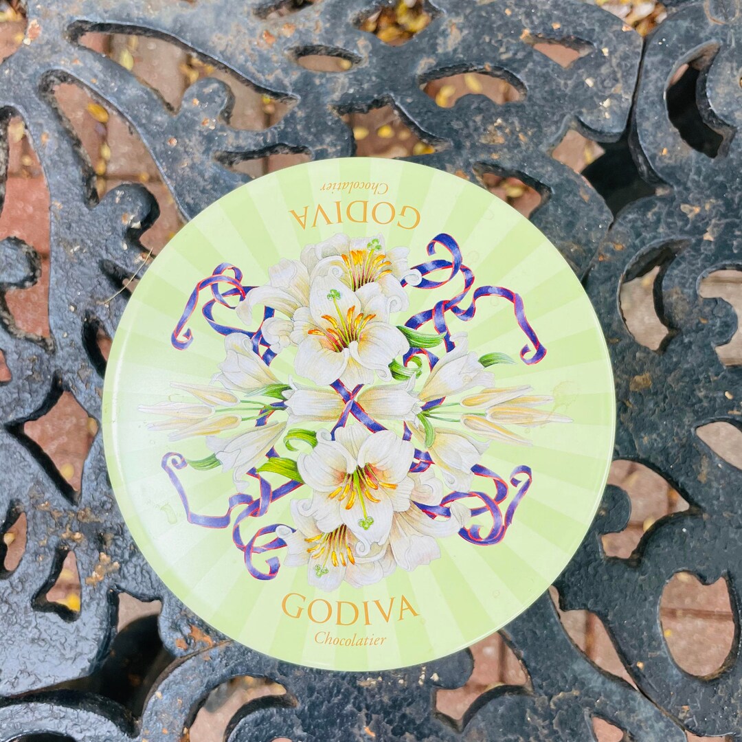 Easter Tin- Godiva- Vintage Tin - Round Tin - Storage Container ...