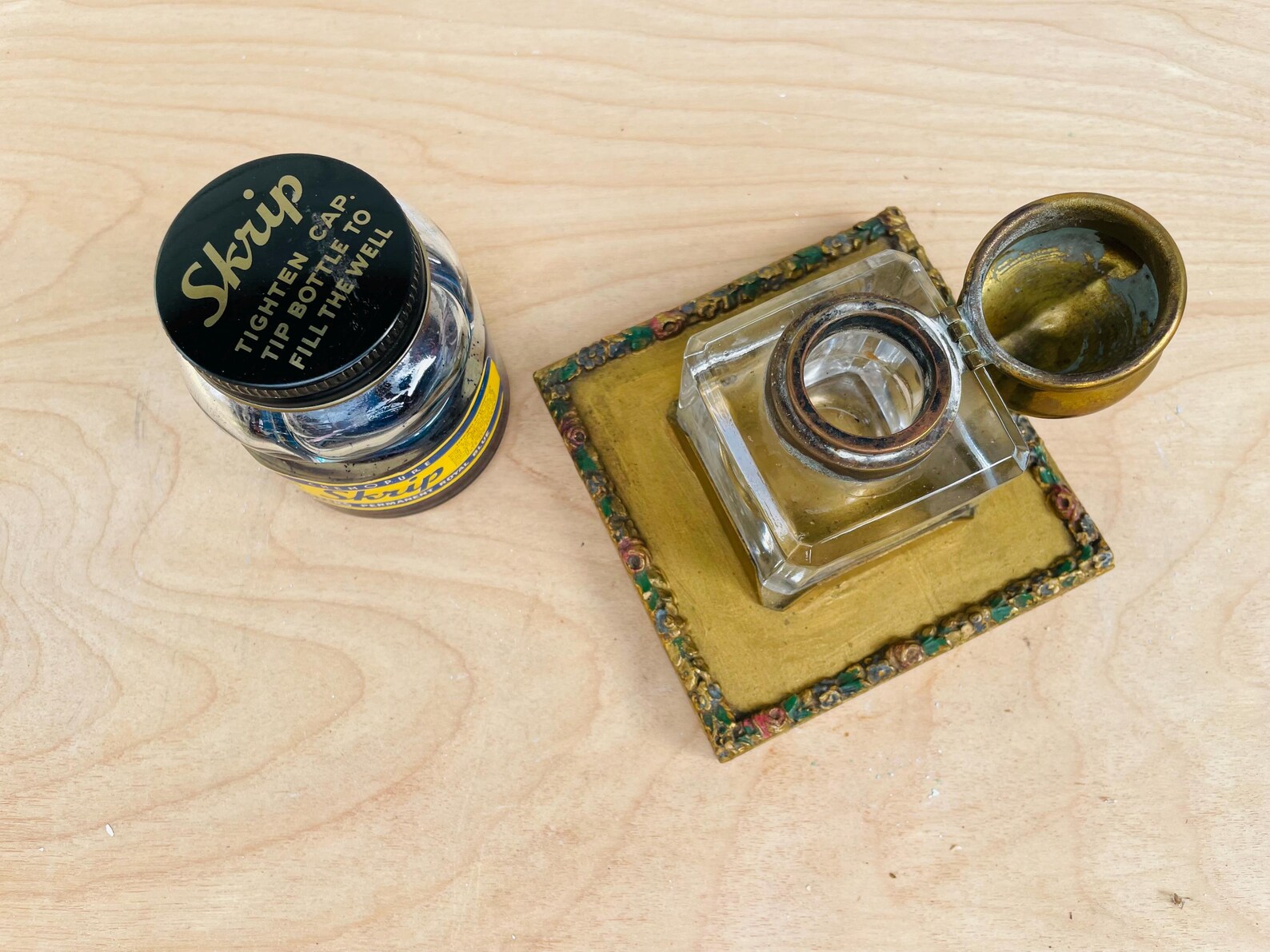 Vintage Ink Well - Letter Writing - Stationary - Brass Ink Well - Etsy