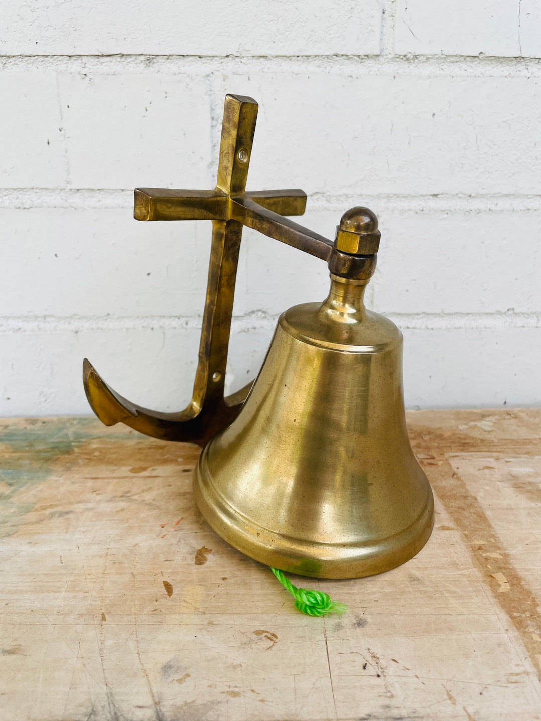 Vintage Bell brass Wall-mount Bell Anchor Ship Bell Outdoor Bell ...