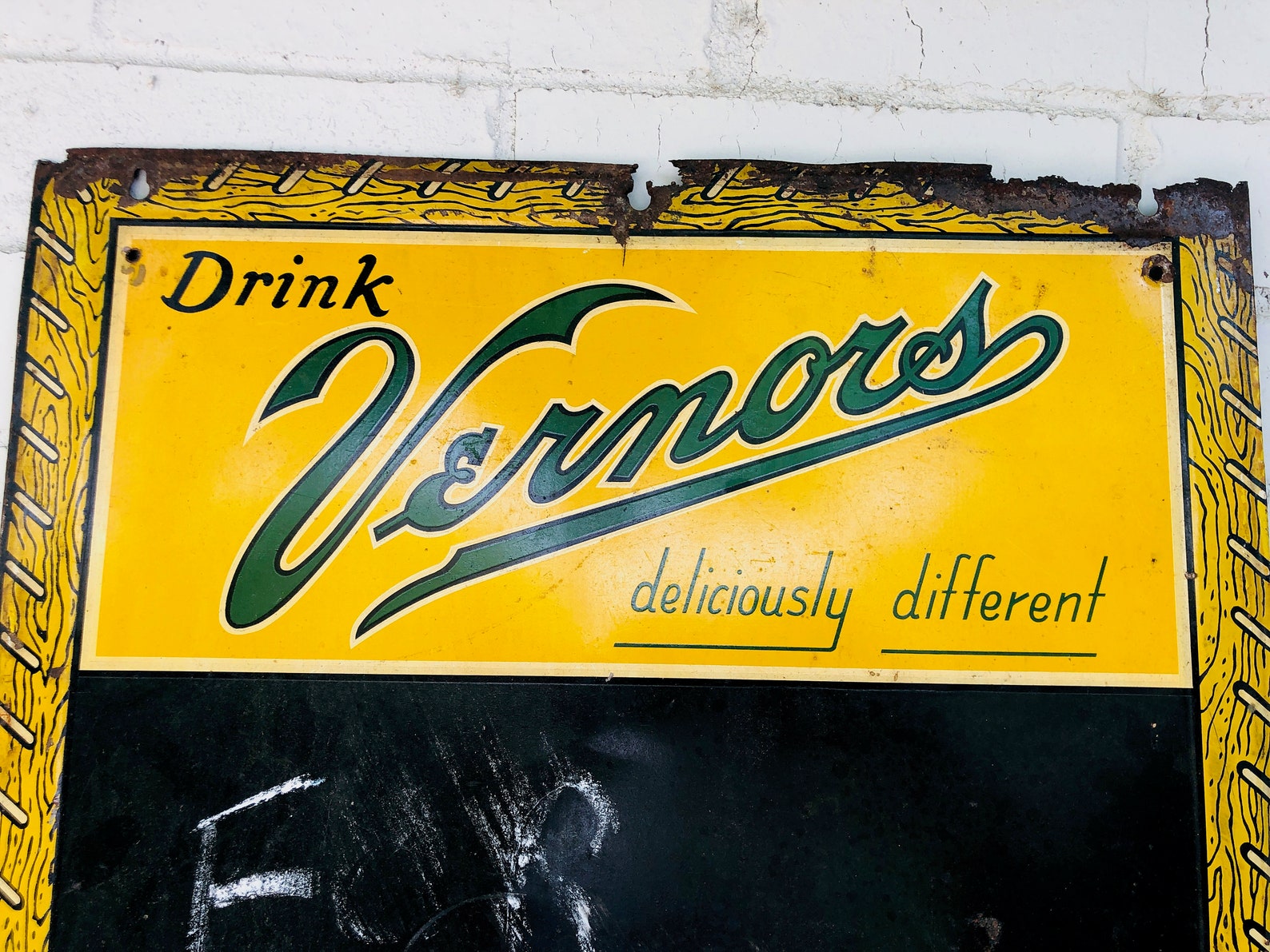 Vintage Metal Sign and Chalkboard Vernors Drink | Etsy