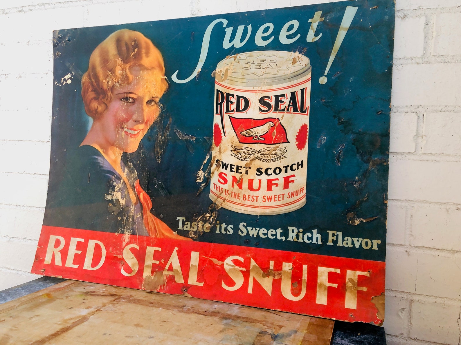 Vintage Sign - Red Seal Snuff - 1920's - Cardboard- Sweet - Tobacco ...