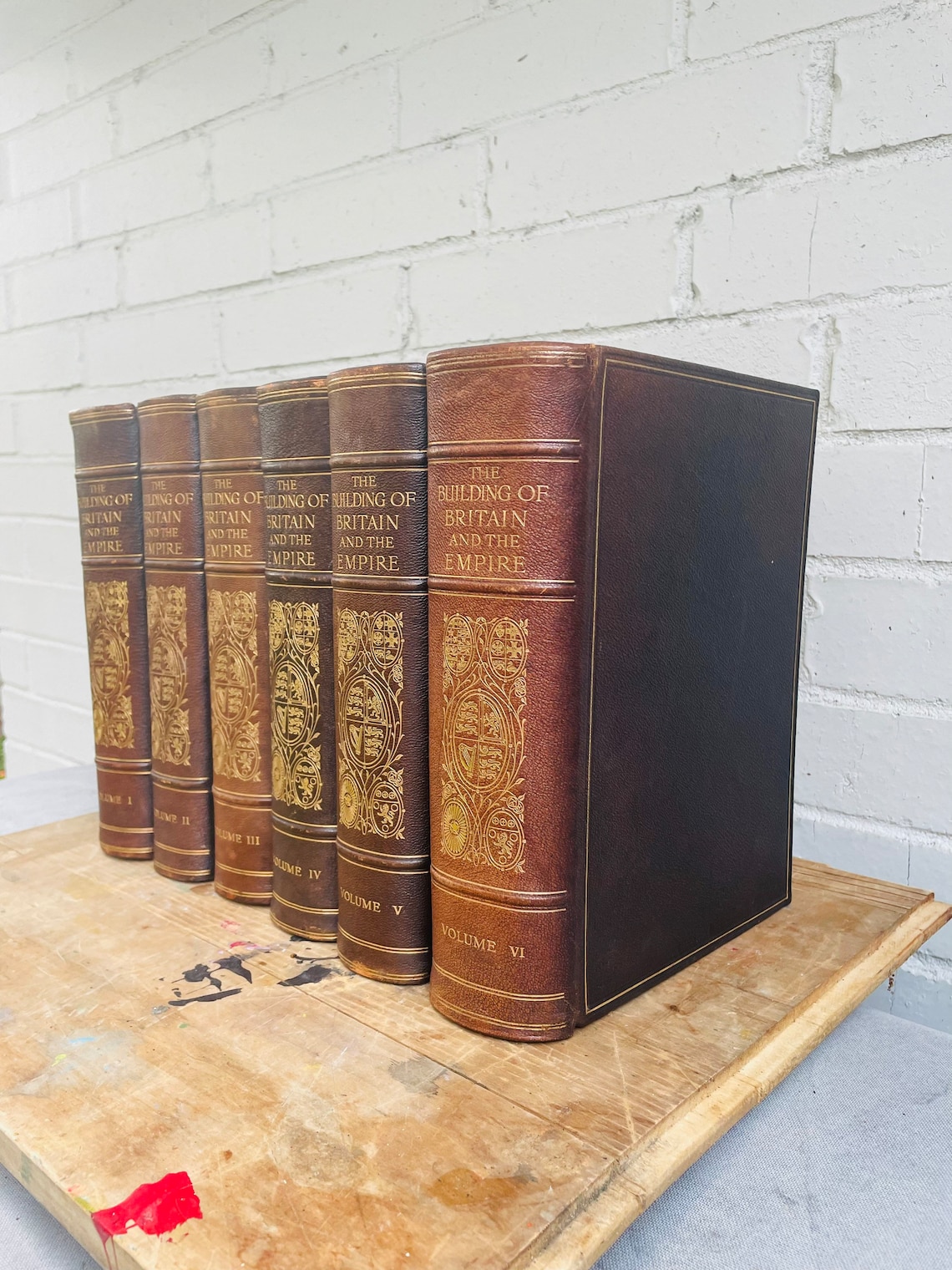 Antique Leather Book Set History Britain Brown and Gold - Etsy