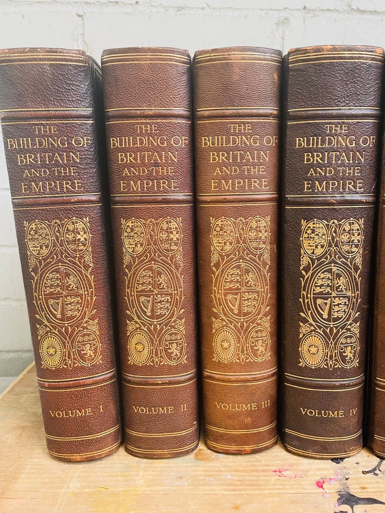 Antique Leather Book Set History Britain Brown and Gold - Etsy