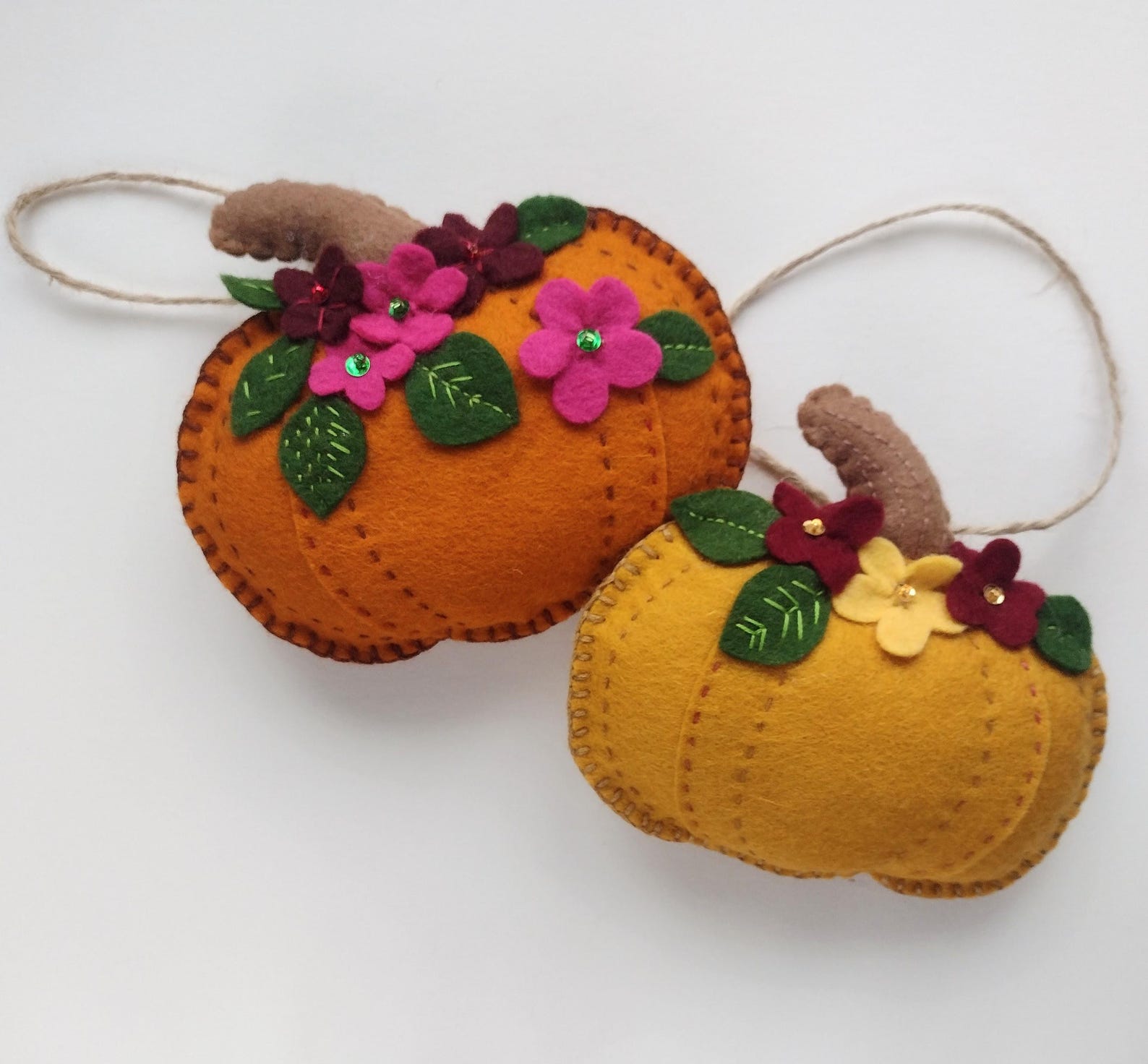 Rustic Fall Pumpkin Felt Ornament Pattern - DIY Autumn Thanksgiving ...