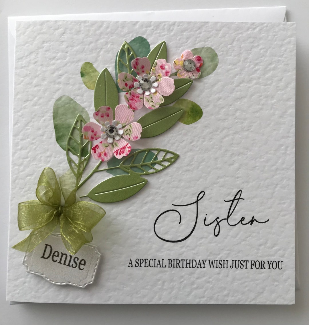 Flower Birthday Card for a Sister, Handmade in the UK - Etsy UK