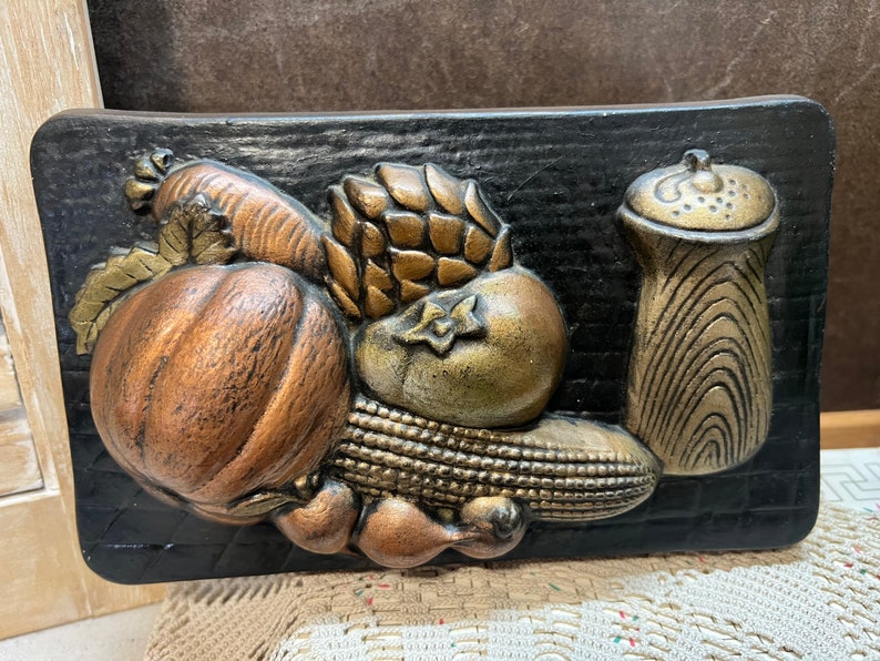 Chalkware Wall Plaques Fruit Vegetables Set of Two - Etsy