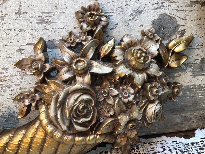 Syroco Wall Plaques Fruits Flowers Cornucopia Gold 1965 | Etsy