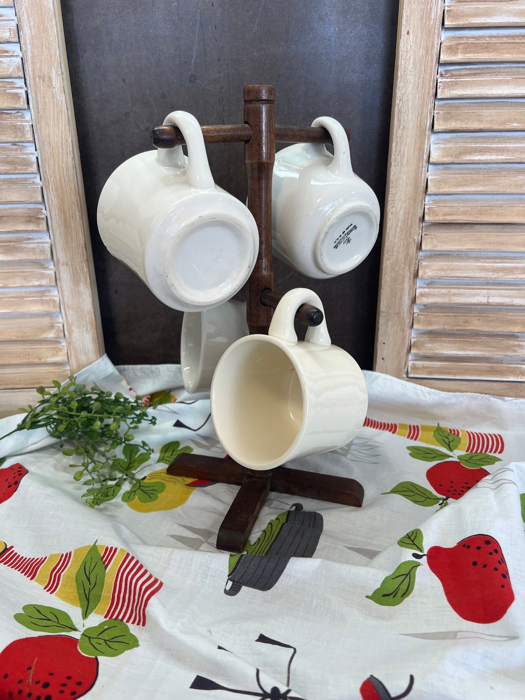 Wooden Mug Rack & Restaurant Ware Mugs Four Arm - Etsy