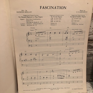 Organ Sheet Music Fascination Songs Everyone Knows Set of Two - Etsy