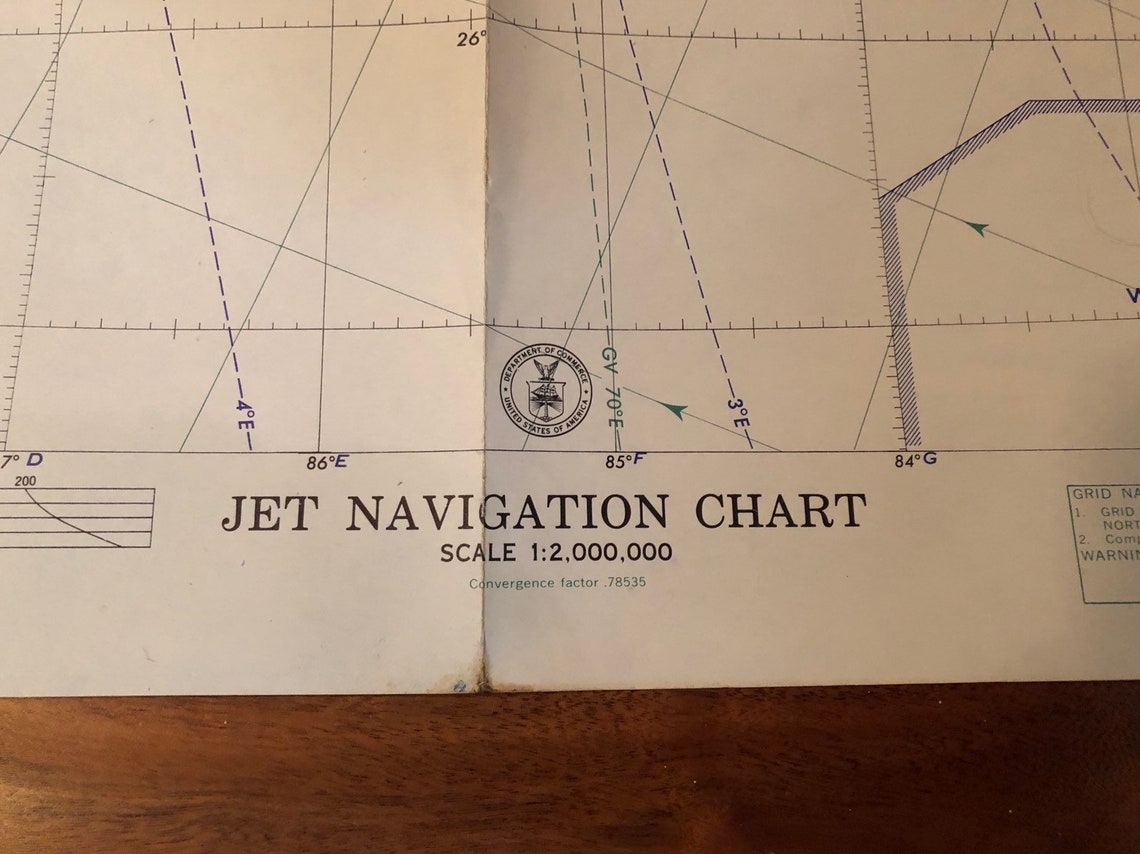 Original Vintage Jet Navigation Chart Large Wall 1962 USA | Etsy