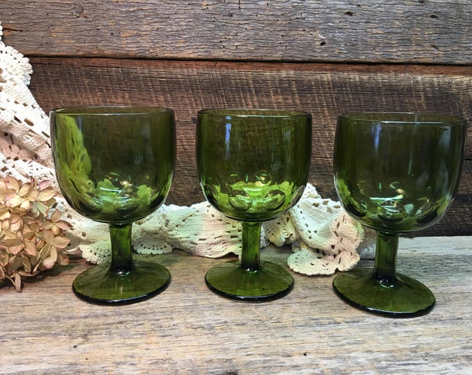 Vintage Green Goblets Thumbprint Footed Beer Mugs Set of Three - Etsy