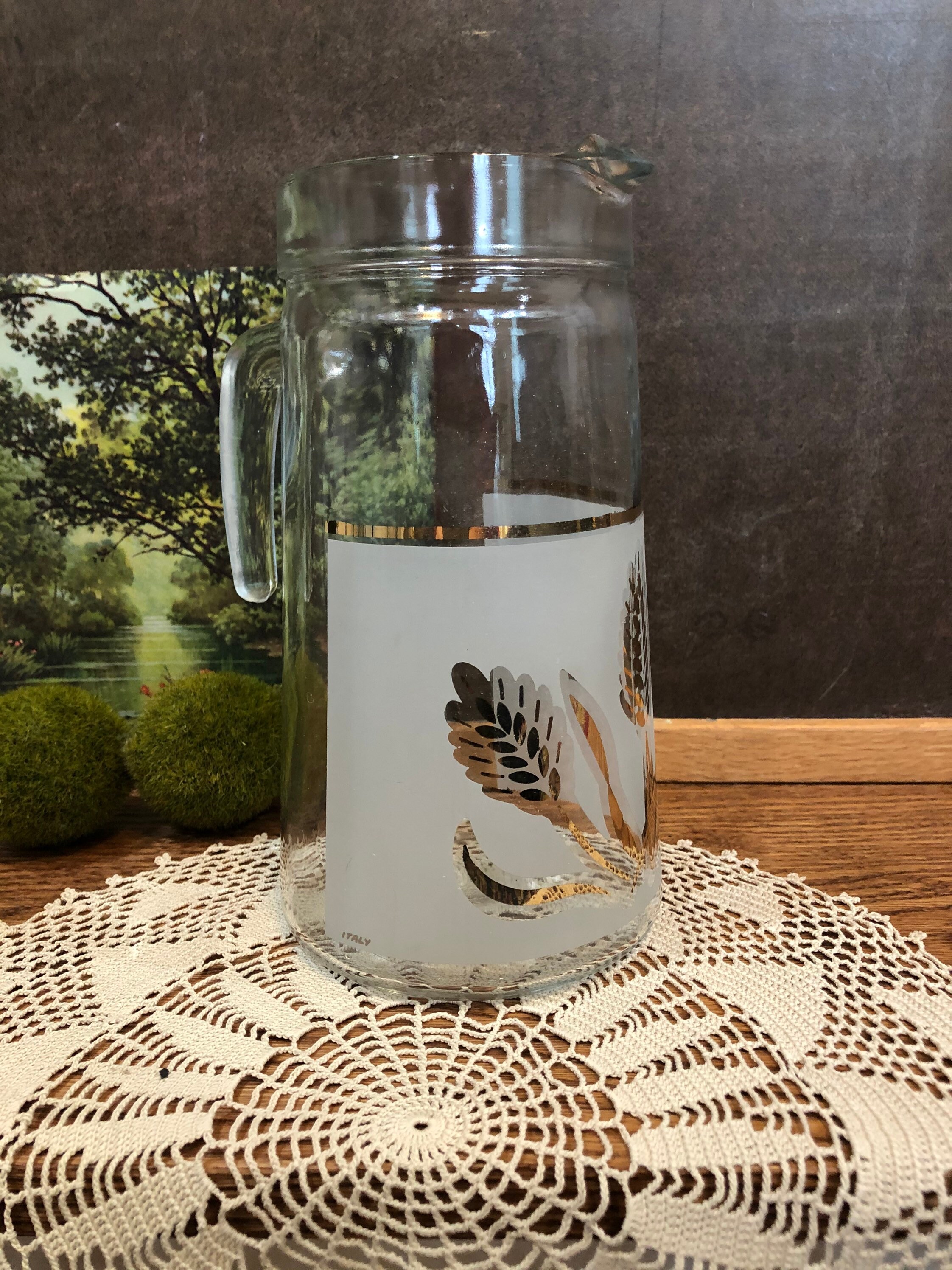 Frosted Gold Leaf Pitcher Made in Italy | Etsy