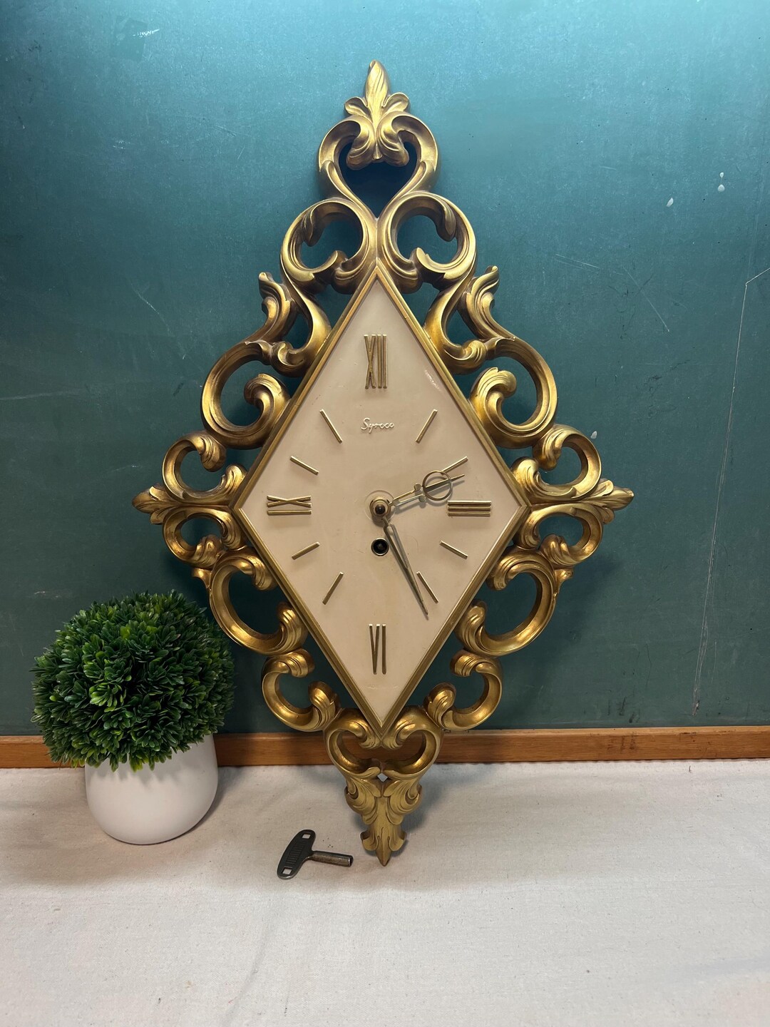 Syroco Diamond Ornate Gold Finish Wall Clock - Etsy