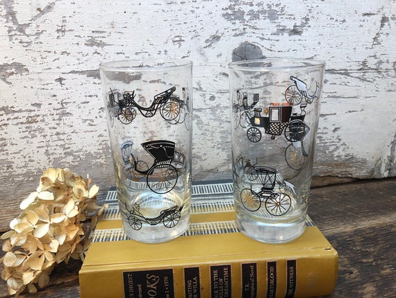 Buggy and Carriage Glasses Antique Cars Set of Two | Etsy