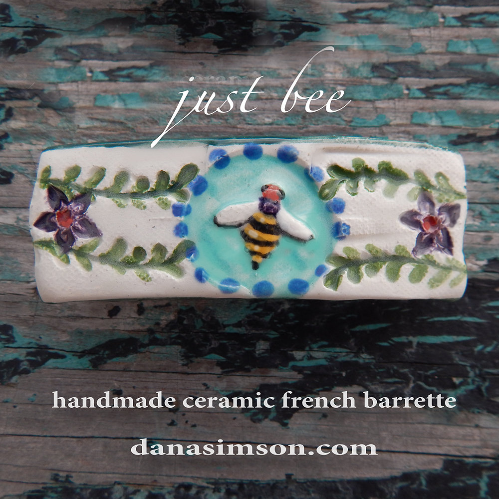 Handmade Ceramic Blue Bird Floral French Hair Barrette - Etsy