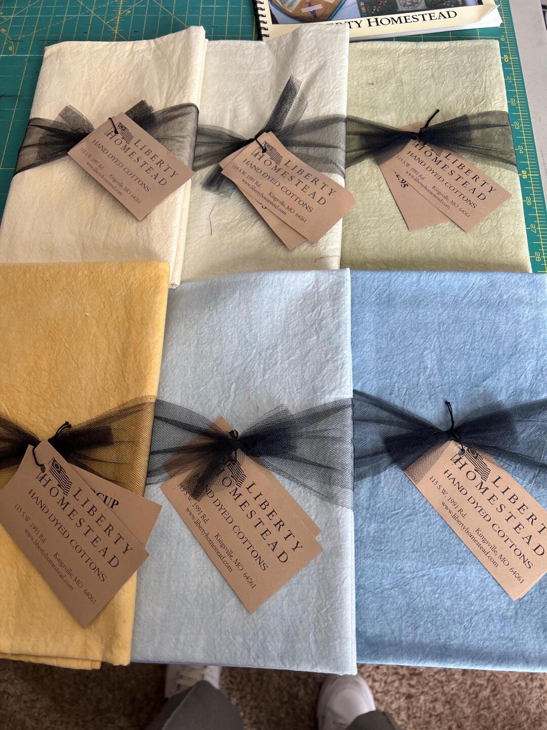 6-yard Collection of Liberty Homestead Hand Dyed Cotton Muslin, Each ...