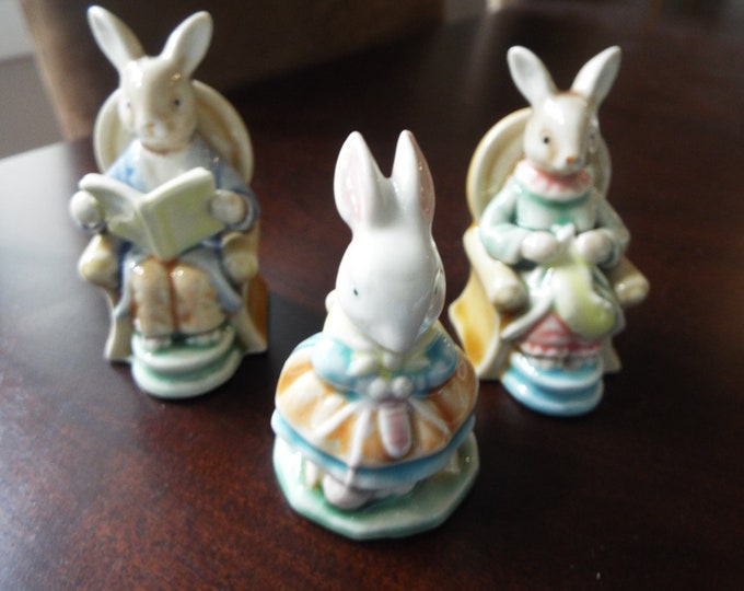 Lot of 3 Ceramic Figurines Bunny Rabbit Family Figurines - Etsy