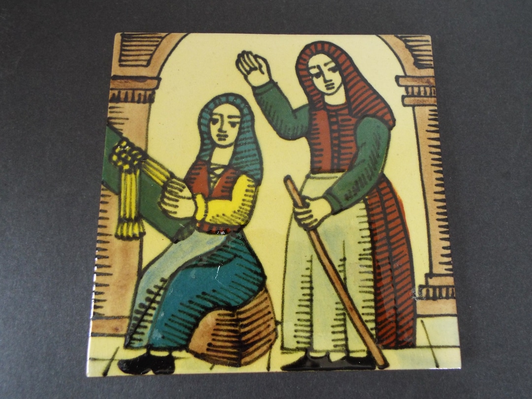 Hand Painted Ceramic Art Tile Medieval Tile 6" Tile English Medieval ...