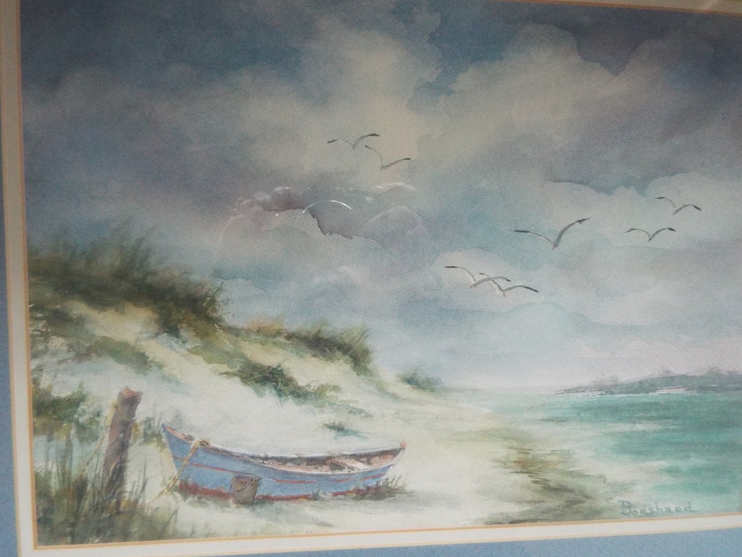 Framed Mary Borshard Original Watercolor Painting Impressionist Coastal ...