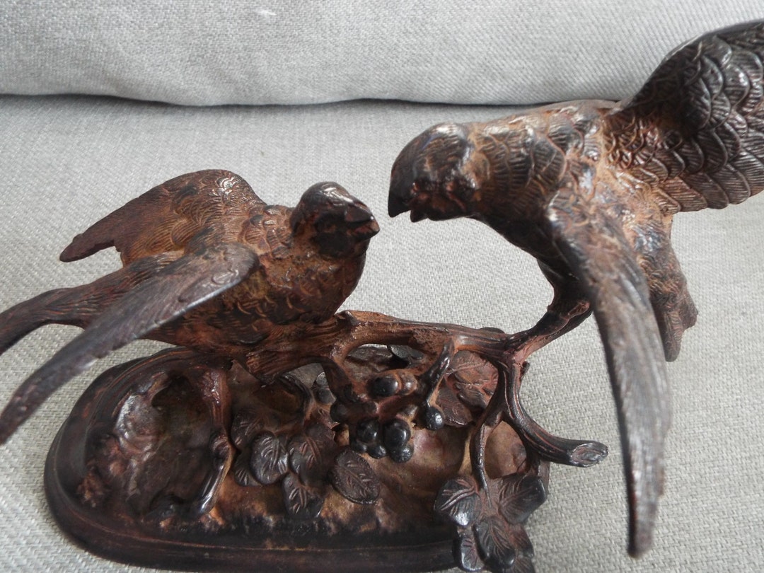 Vintage French Tradition Cast Bronze Bird Sculpture Figurine Winged ...