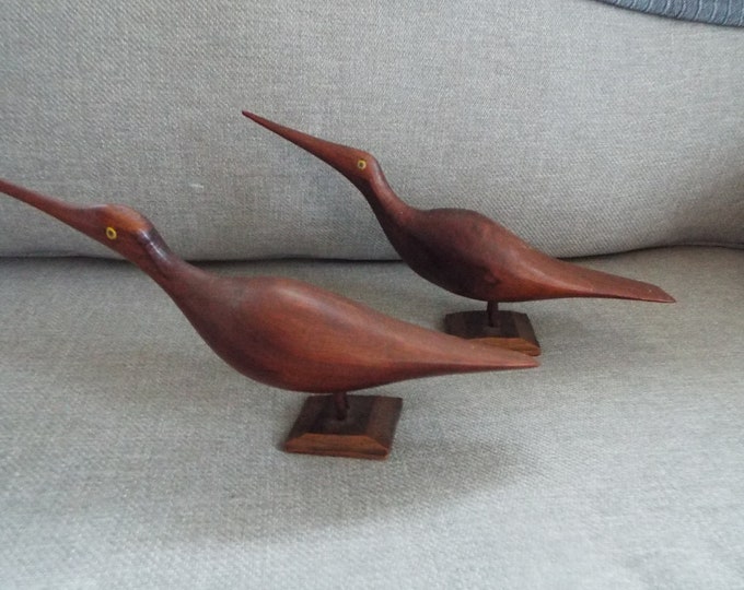 Pair Mid Century Modern Teak Bird Figurines Danish Modern Eames Era ...