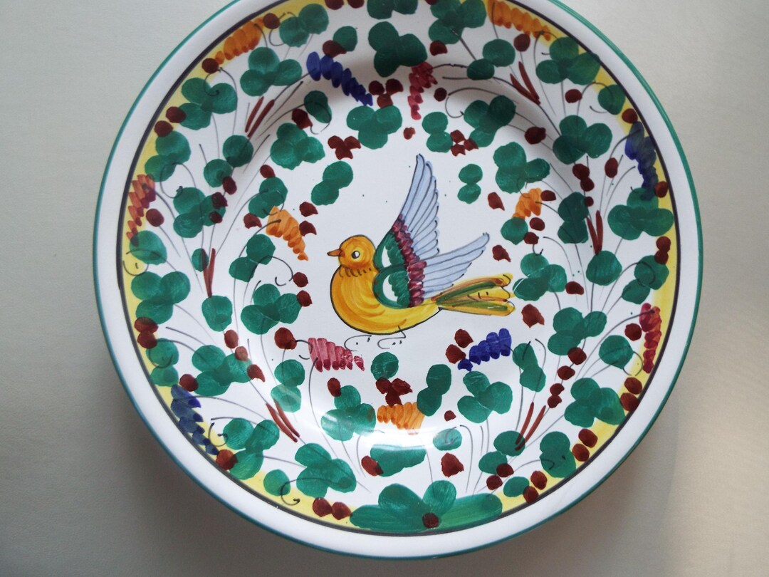 8" Italian Deruta Arabesco Multi Color Yellow Bird Majolica Plate Mario ...