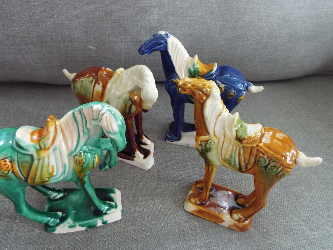 Set of 4 Chinese Tang Figure War Horses 5 Sancai Glaze Reproductions - Etsy