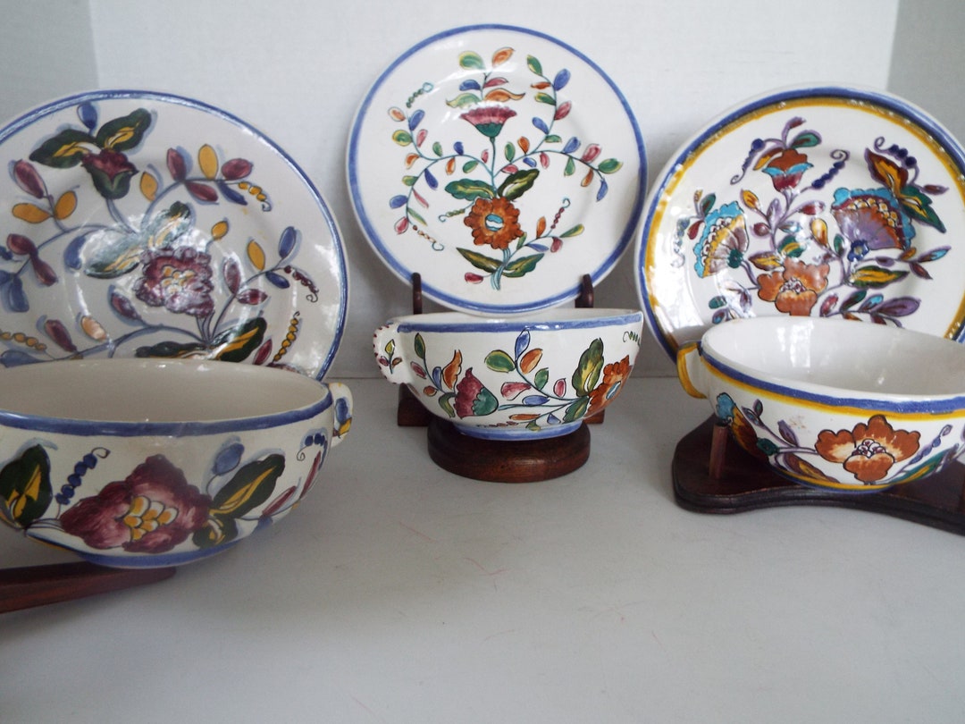 2 Piece Bowl Set Hand Painted Portugal Berardos Pottery Bowl - Etsy