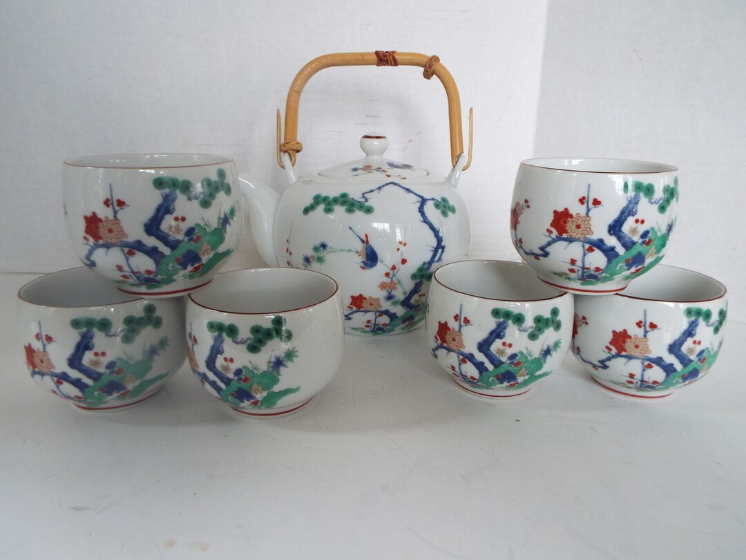 1950s Japanese Set of 8 Pieces Tea Set White Apple Blossoms Floral Like ...