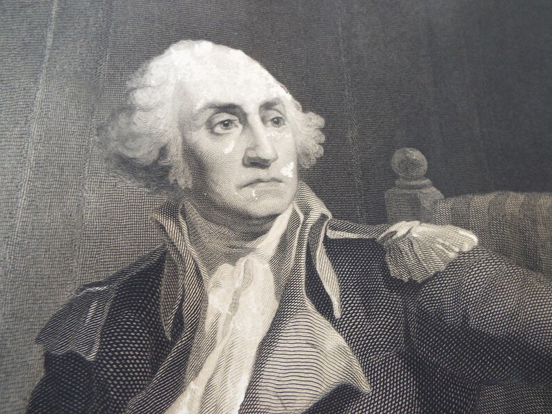 Antique 1851 Engraving Portrait of George Washington Seated by - Etsy