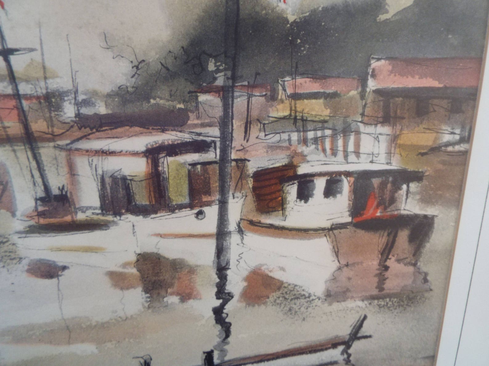 1952 Seascape Signed Robert Chase Hand Colored Watercolor Print ...