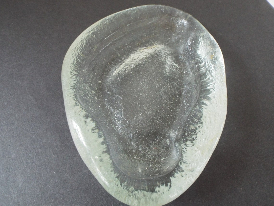 Modern Abstract Blenko Free Form Amoeba Asymmetric Textured Glass Bowl ...