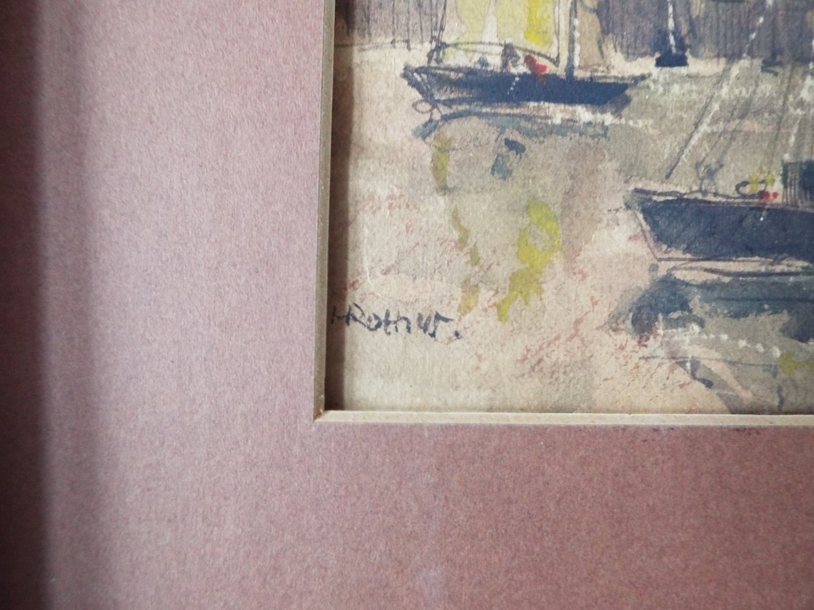 Ernest David Roth R.A. Watercolor of Camogli , Italian Costal Port Town ...