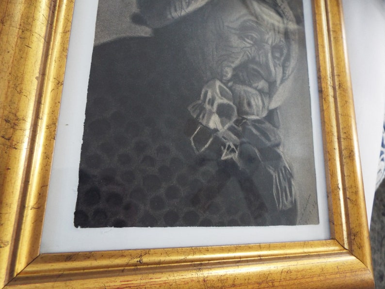 Vintage Charcoal Portrait Old Woman Pen Ink on Paper Peasant - Etsy