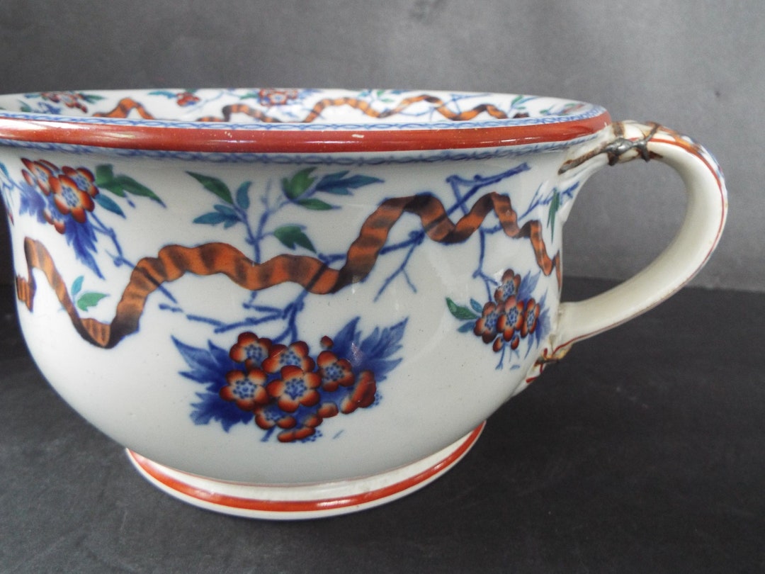 Antique Minton Flow Blue Chamber Pot, Mayflower Border, English ...