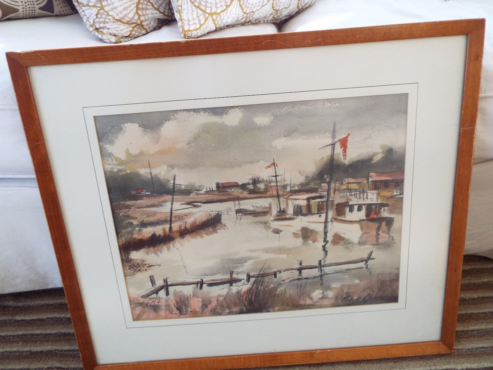 1952 Seascape Signed Robert Chase Hand Colored Watercolor Print ...