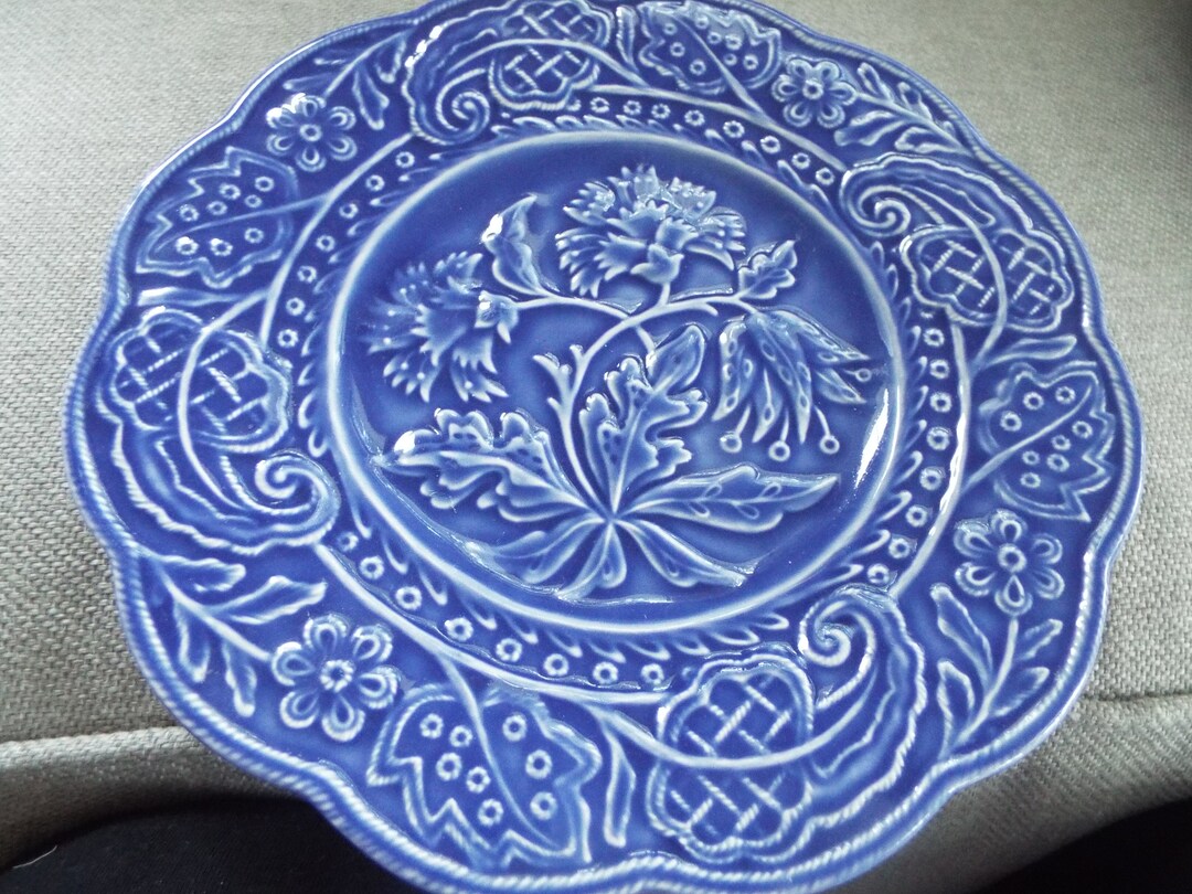 Blue Bordallo Pinheiro Floral Plate Jay Willfred Made for Andrea by ...