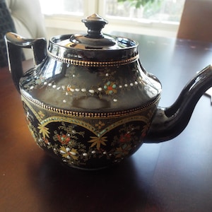 English Redware Brown Pottery Teapot Price Bros TEAPOT M&m BROWN BLACK ...
