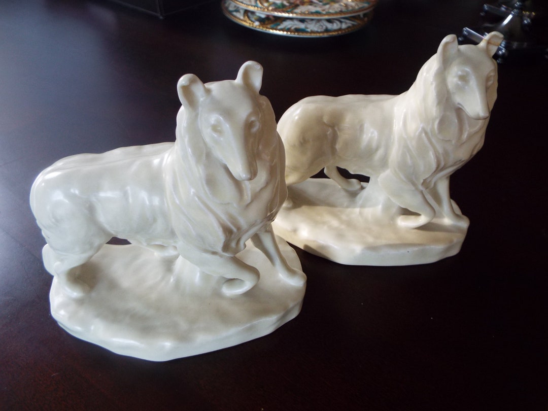 Rare PAIR Rookwood Dogs Collie Dog Bookends Rookwood Pottery 2778 ...