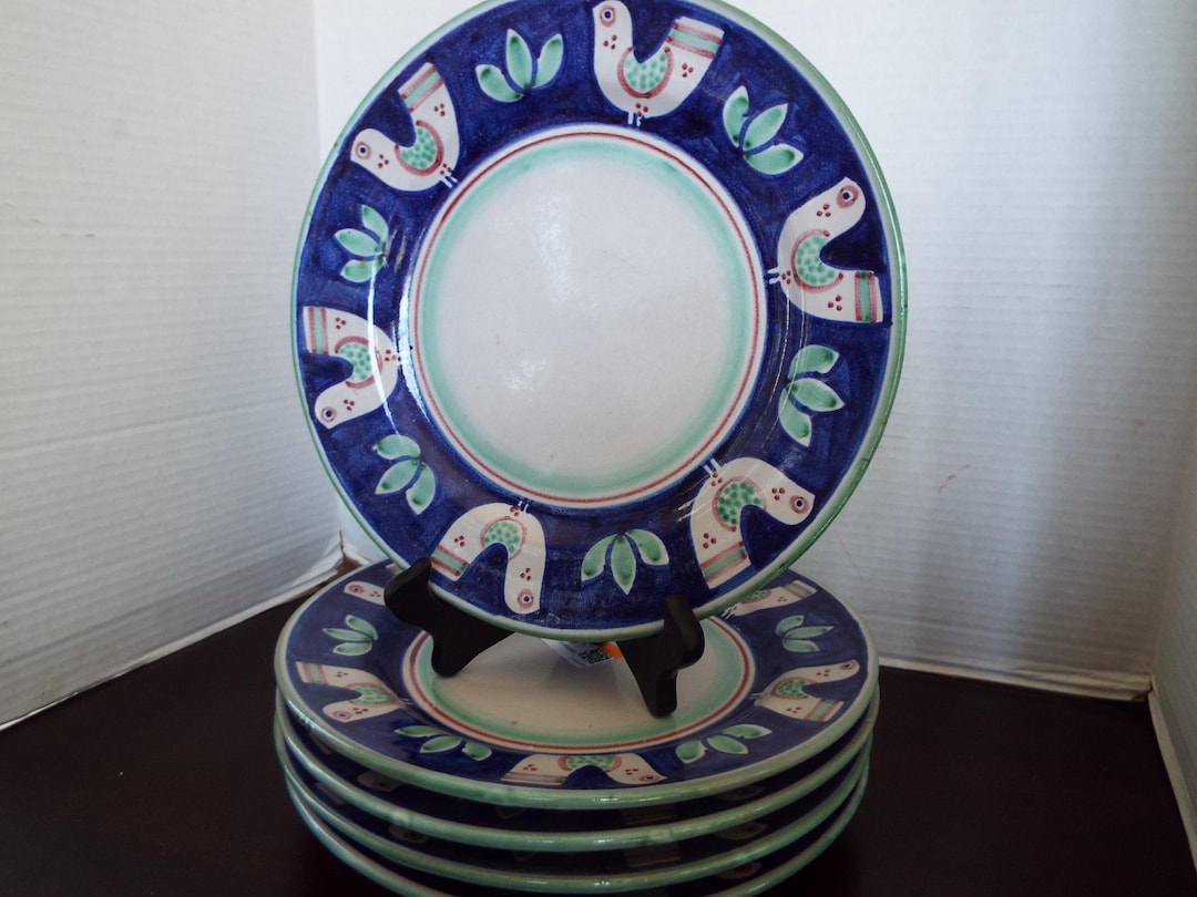 Choose One of 5 Vietri Pottery Solimene Chicken Blue Plates No Dots V ...