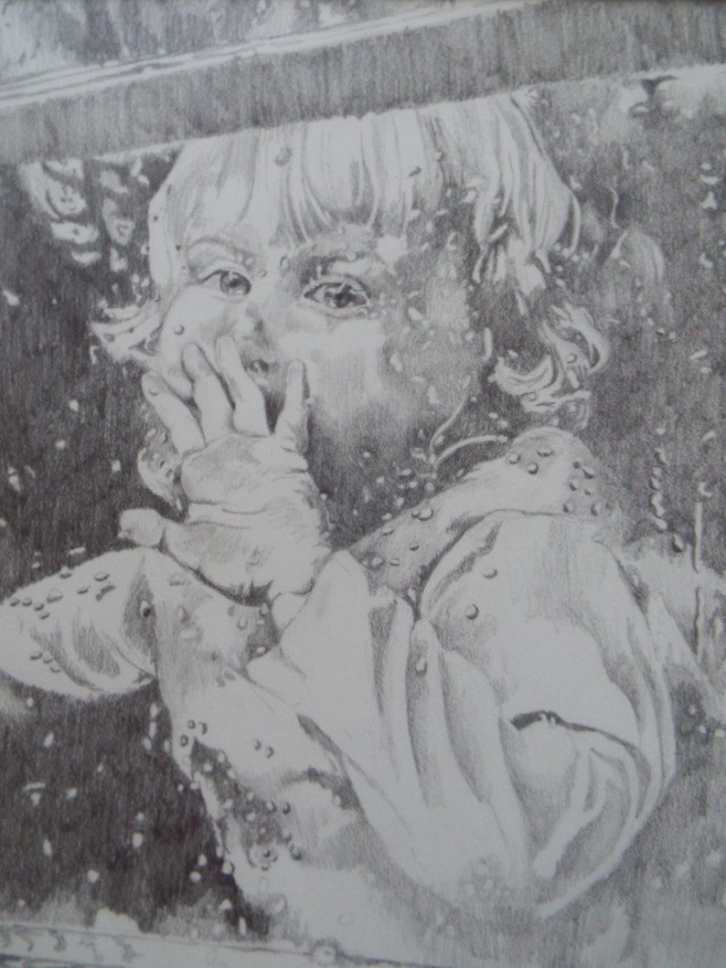 Original Impressionist Pencil Graphite Drawing Child Portrait | Etsy