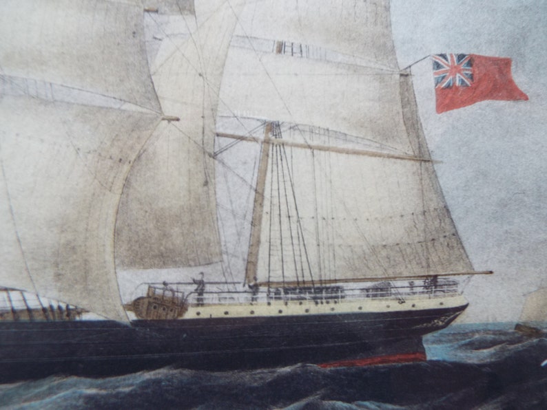 Clipper Sailing Ship Nautical Hand Colored Engraving James Nicol ...