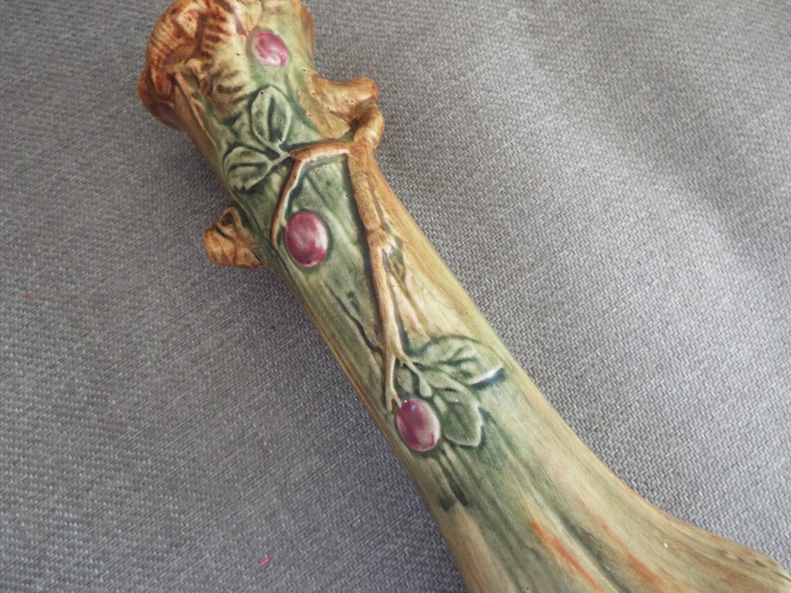 Early 1920s Weller Art Pottery Tree Trunk Apple Cherry Vase Art Nouveau ...