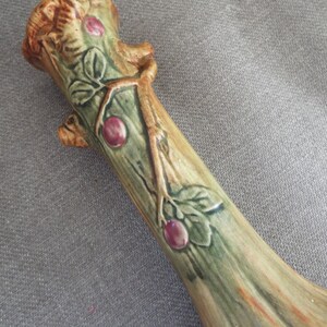 Early 1920s Weller Art Pottery Tree Trunk Apple Cherry Vase Art Nouveau ...