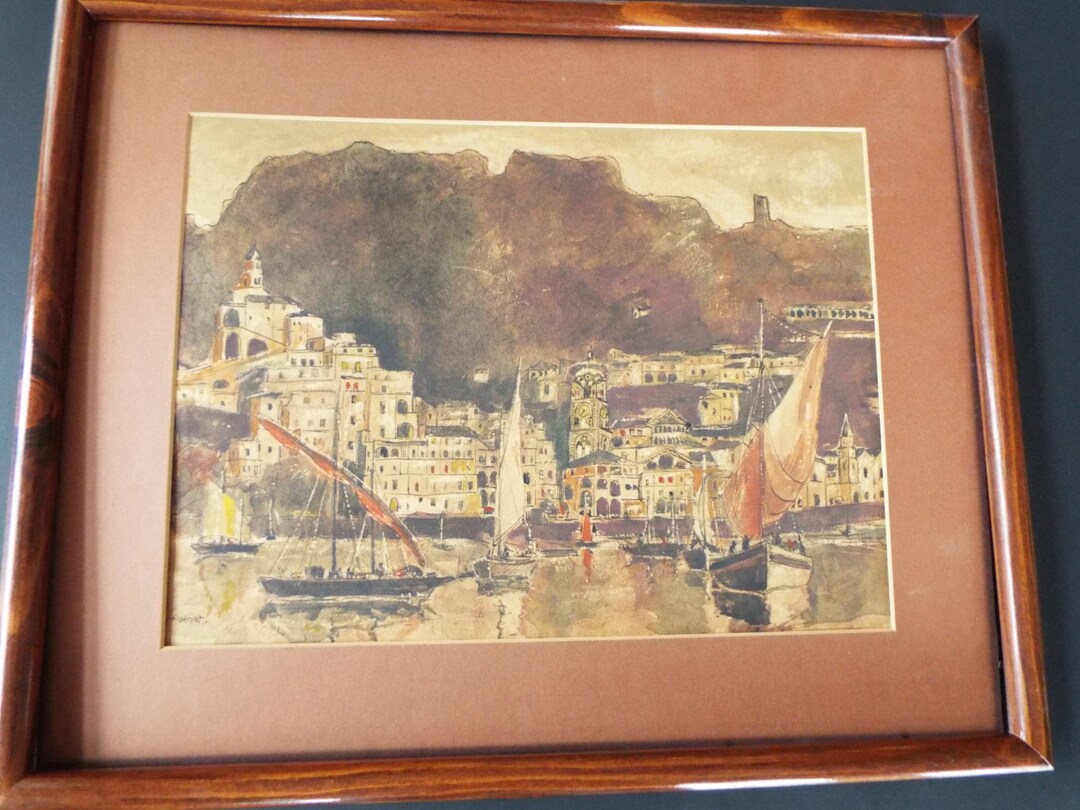 Ernest David Roth R.A. Watercolor of Camogli , Italian Costal Port Town ...