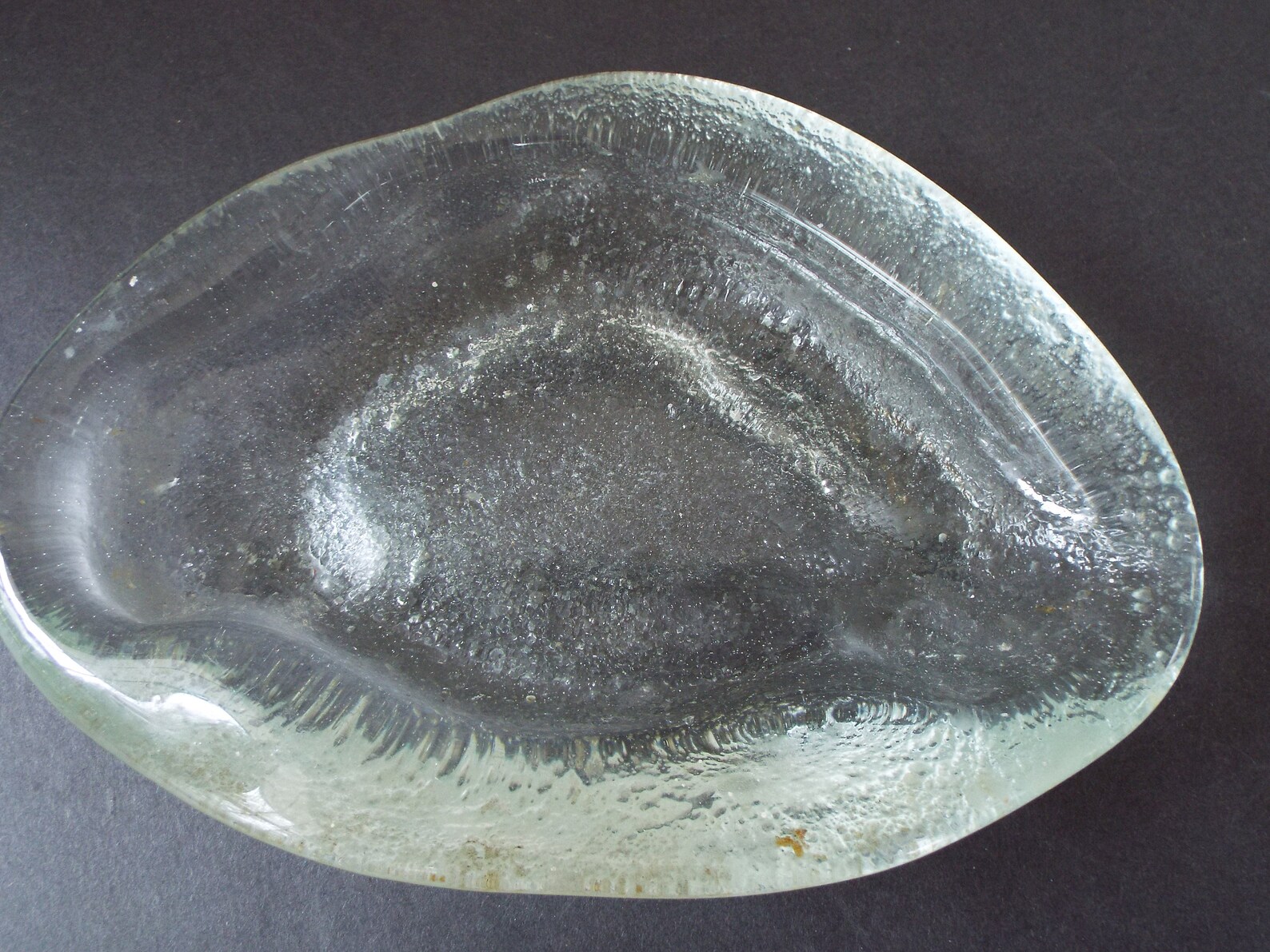 Modern Abstract Blenko Free Form Amoeba Asymmetric Textured Glass Bowl ...